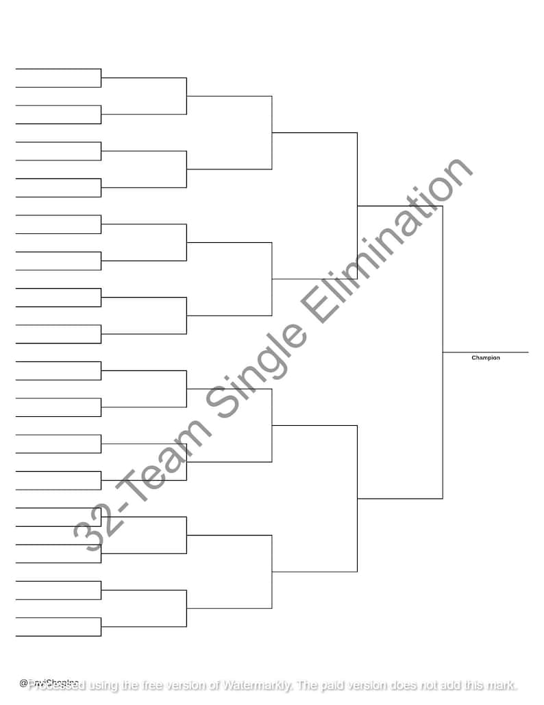 32-team Single and Double Elimination Playoff Brackets | PDF JPG and Hi ...