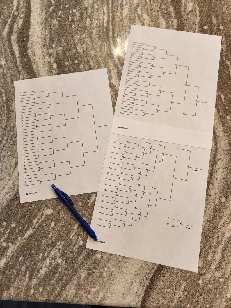32-team Single and Double Elimination Playoff Brackets | PDF JPG and Hi ...