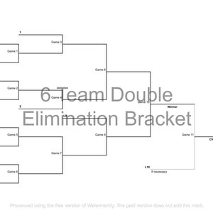 6-team Single and Double Elimination Playoff Brackets | PDF JPG and Hi ...
