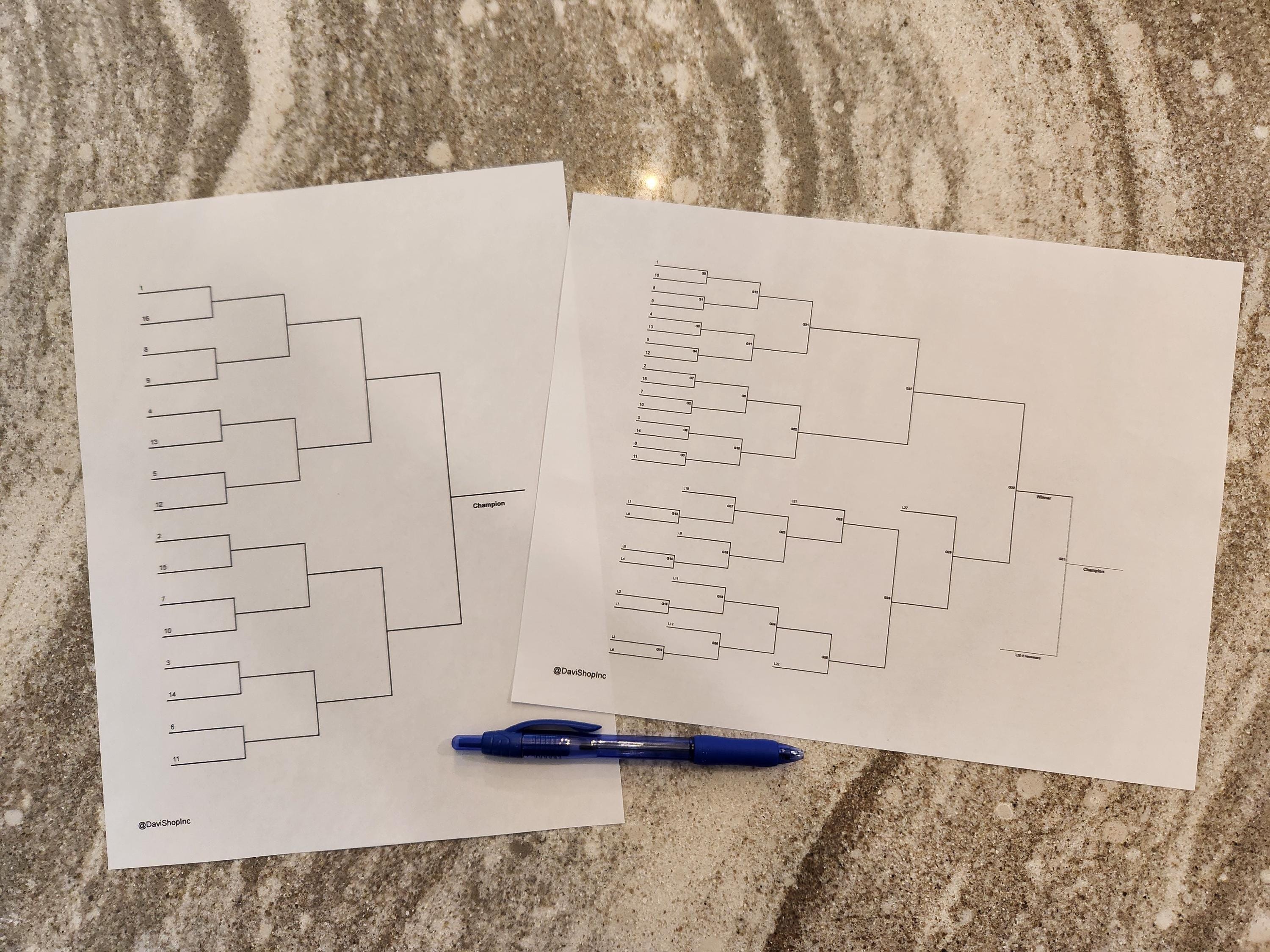16-team Single and Double Elimination Playoff Brackets | PDF JPG and Hi ...