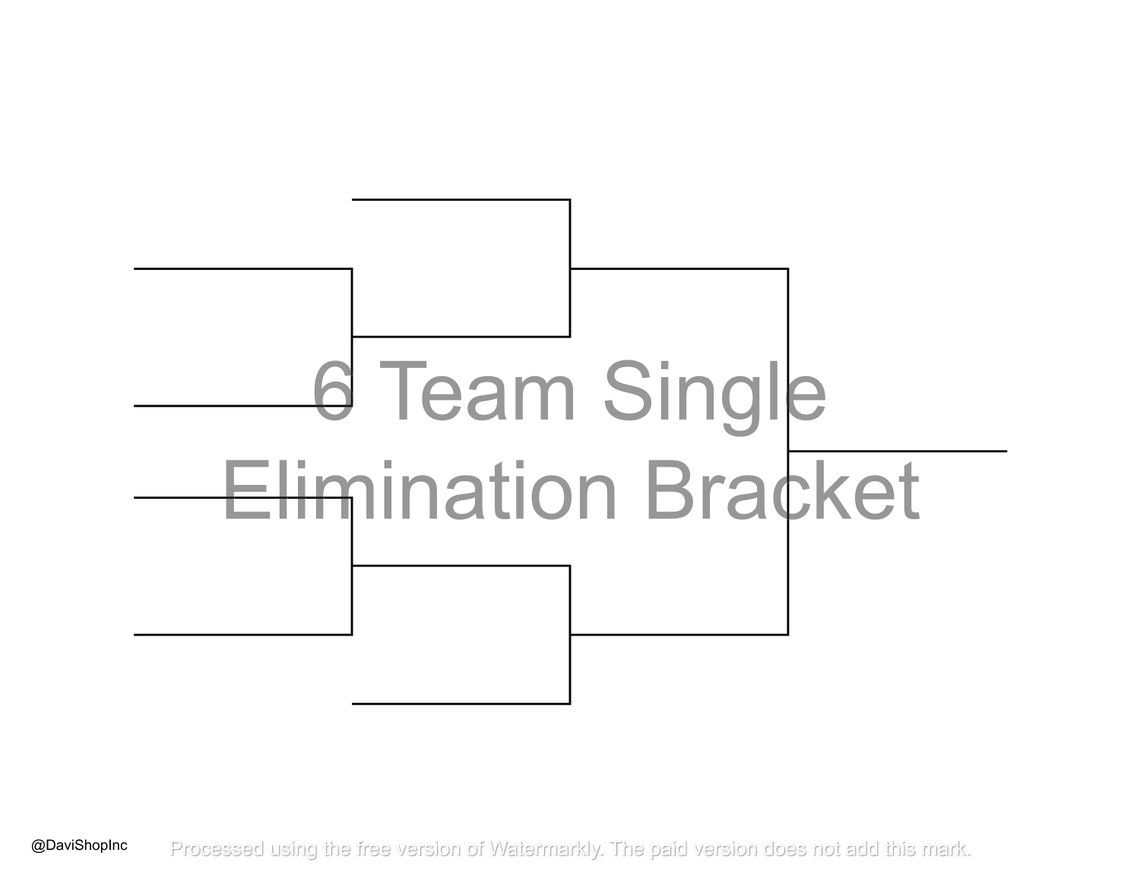 6-team Single and Double Elimination Playoff Brackets | PDF JPG and Hi ...