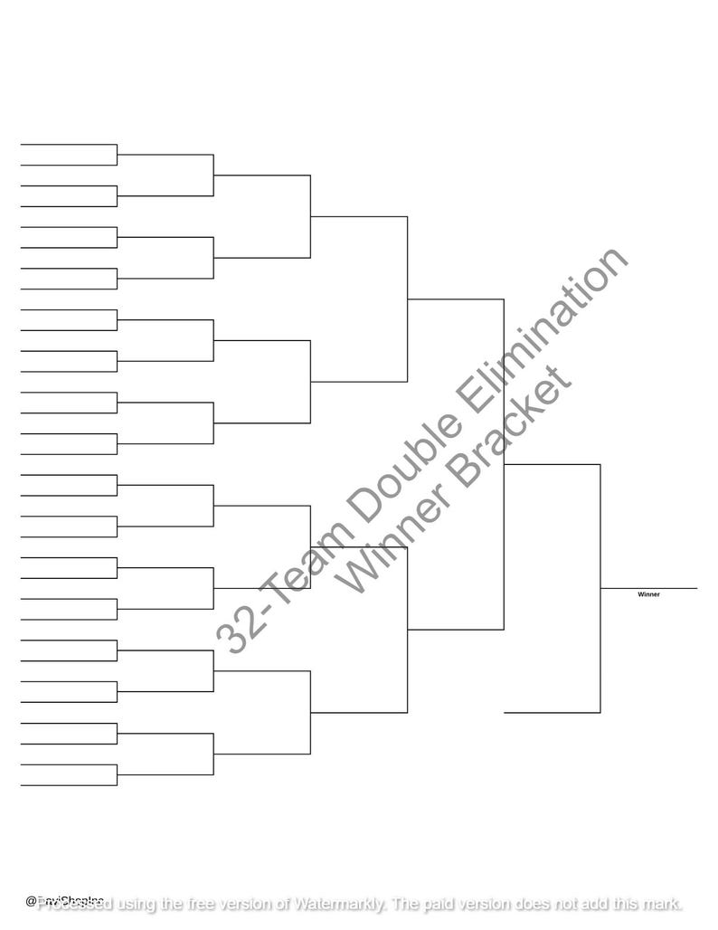 32-team Single and Double Elimination Playoff Brackets | PDF JPG and Hi ...