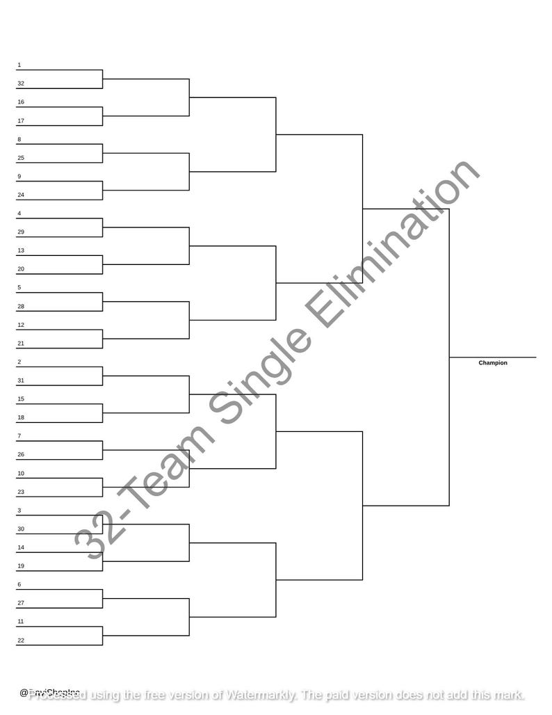 32-team Single and Double Elimination Playoff Brackets | PDF JPG and Hi ...