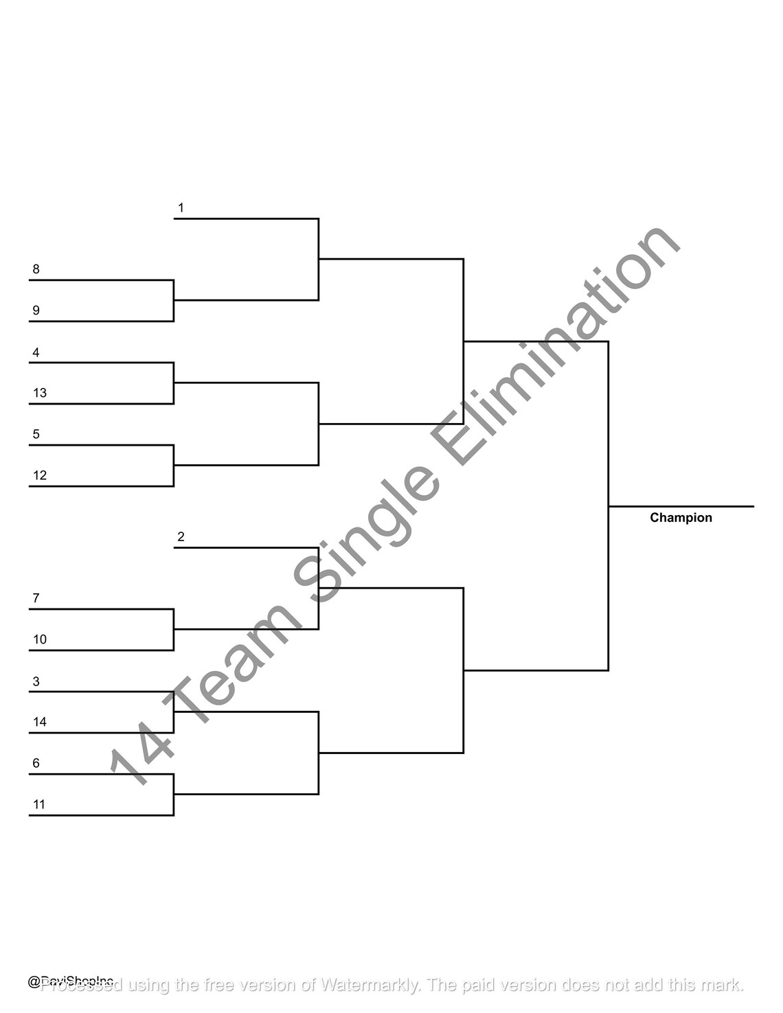 14-team Single and Double Elimination Playoff Brackets | PDF JPG and Hi ...