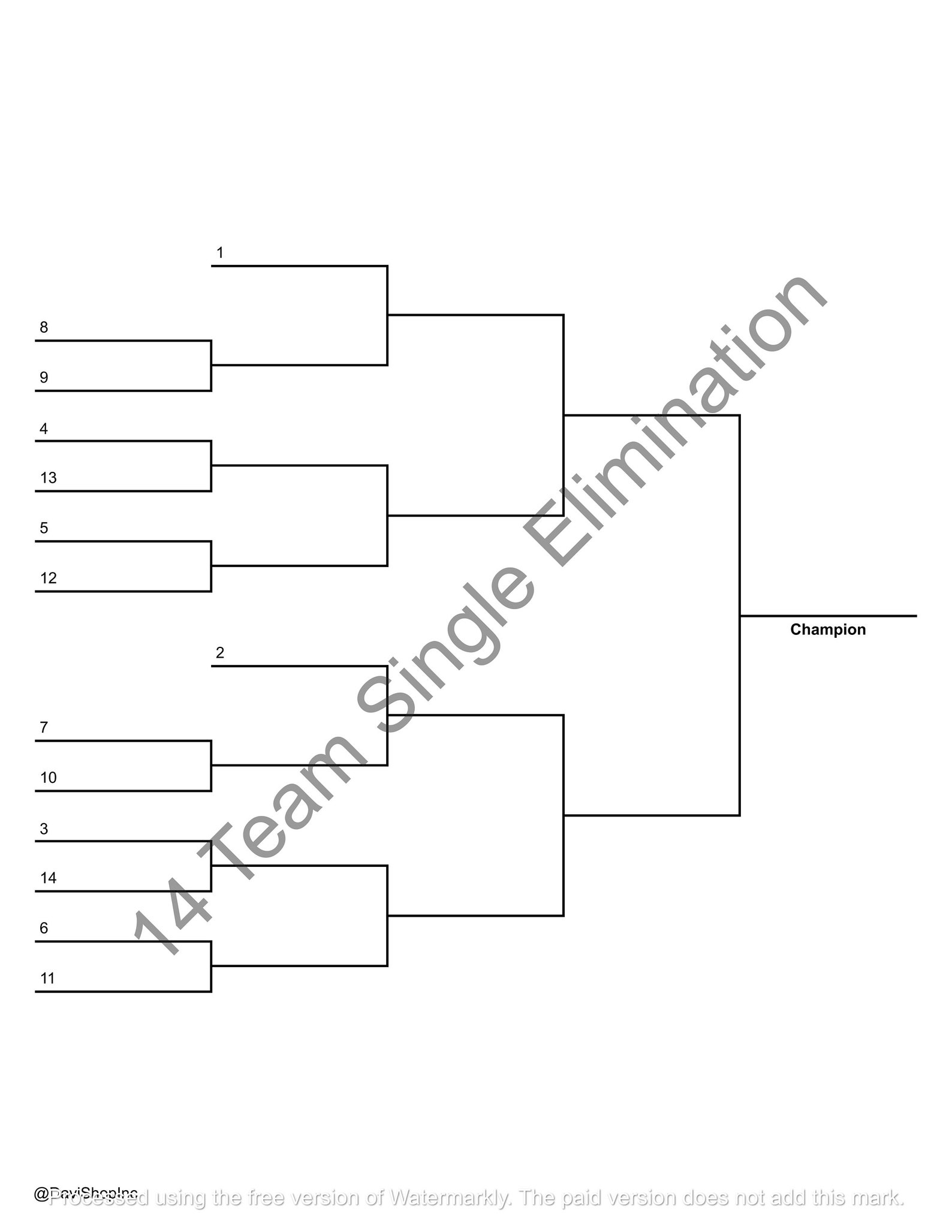 14-team Single and Double Elimination Playoff Brackets | PDF JPG and Hi ...