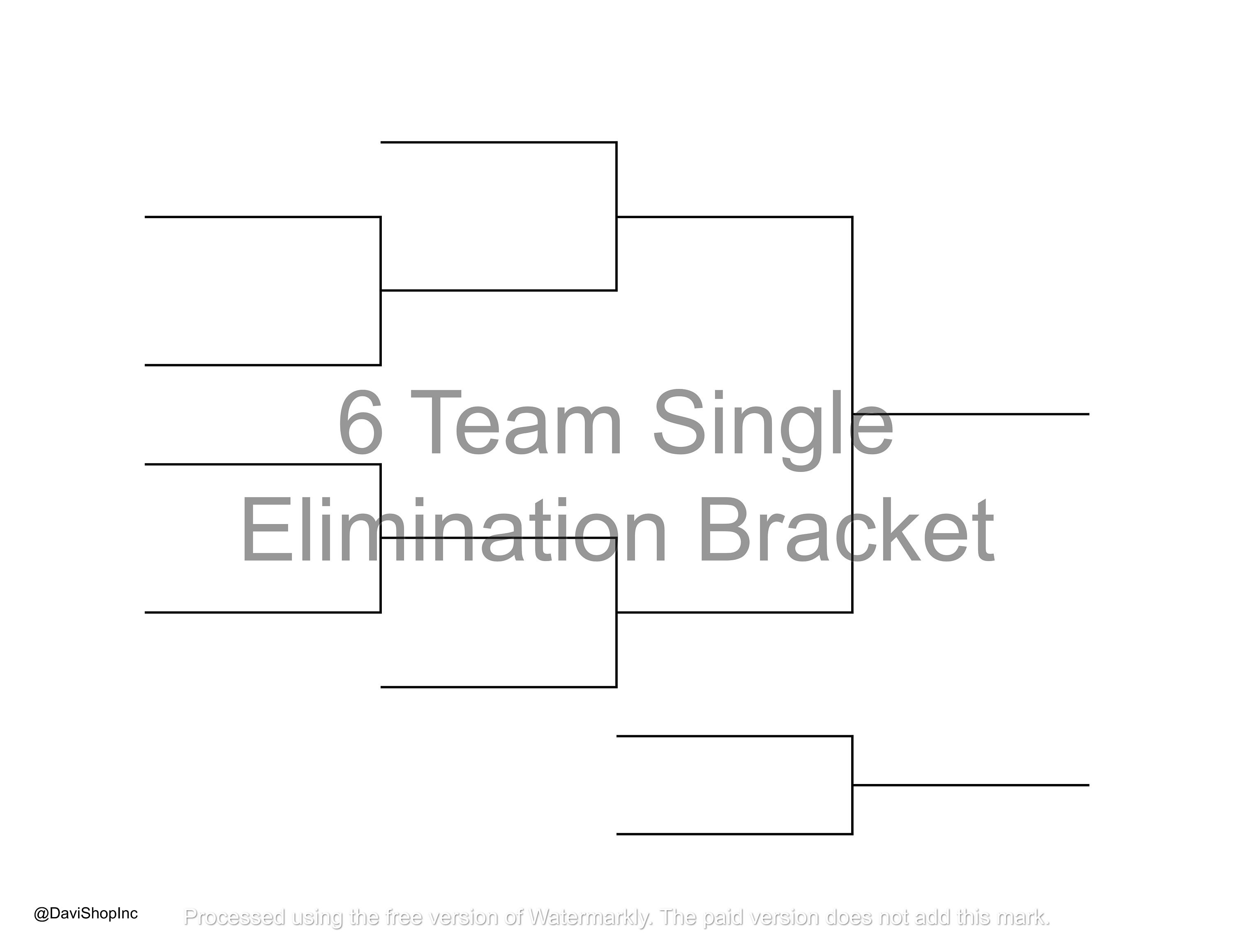6-team Single and Double Elimination Playoff Brackets | PDF JPG and Hi ...