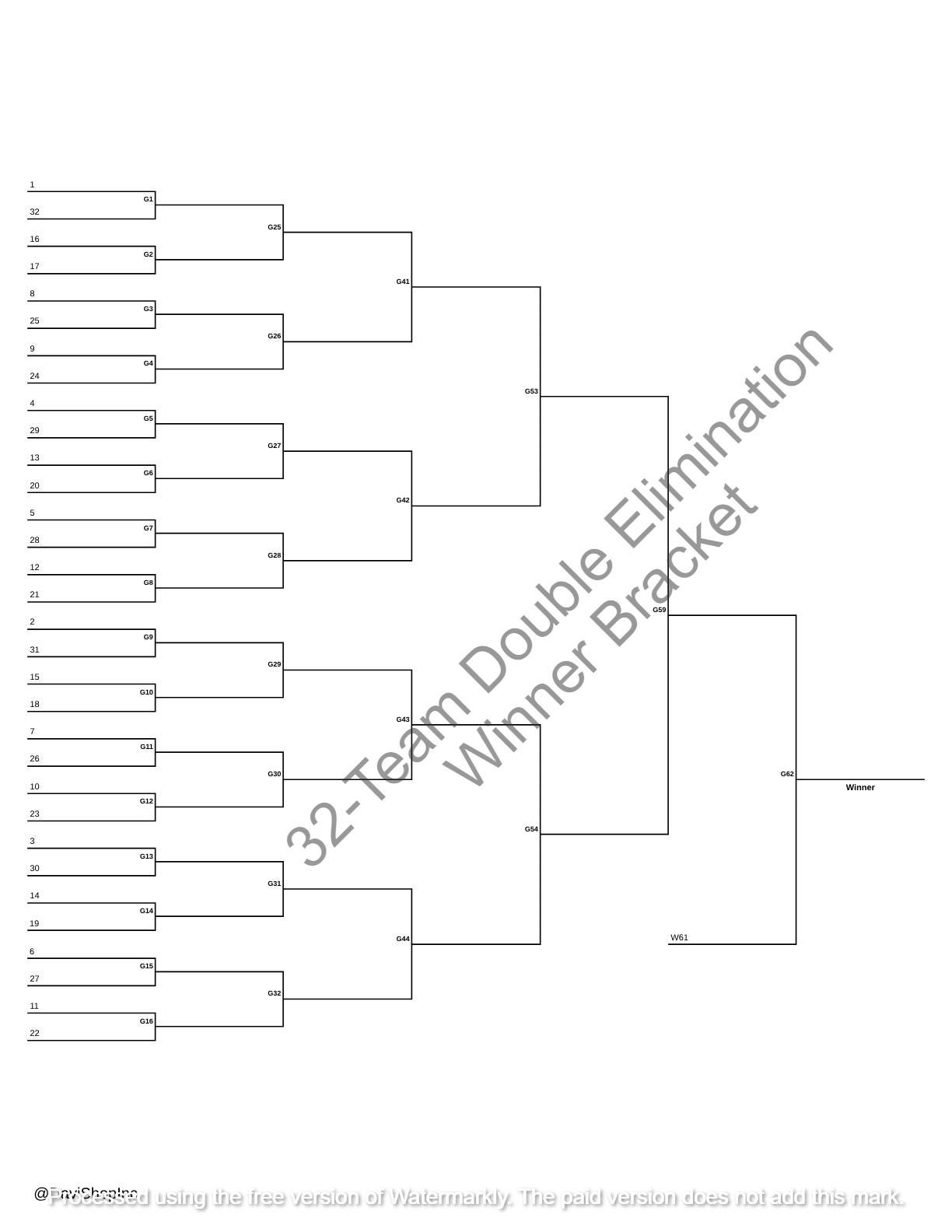 32-team Single and Double Elimination Playoff Brackets | PDF JPG and Hi ...