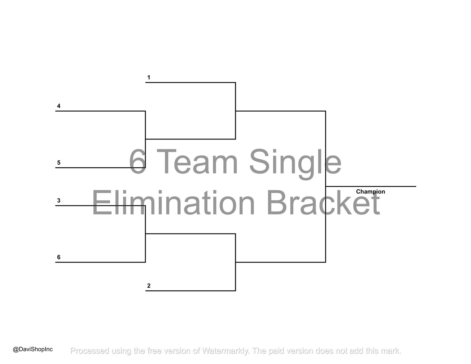 6-team Single and Double Elimination Playoff Brackets | PDF JPG and Hi ...