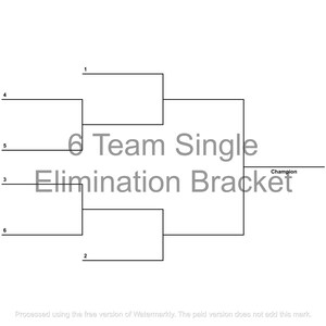 6-team Single and Double Elimination Playoff Brackets | PDF JPG and Hi ...