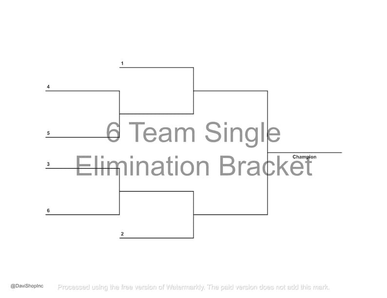 6-team Single and Double Elimination Playoff Brackets | PDF JPG and Hi ...