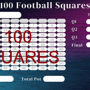 Football Squares, 100 Squares, Super Bowl Squares, Football Pool ...