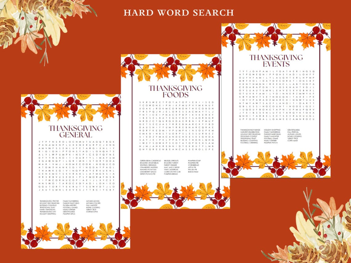 Thanksgiving Word Search | Family Fun | Instant Download - Etsy