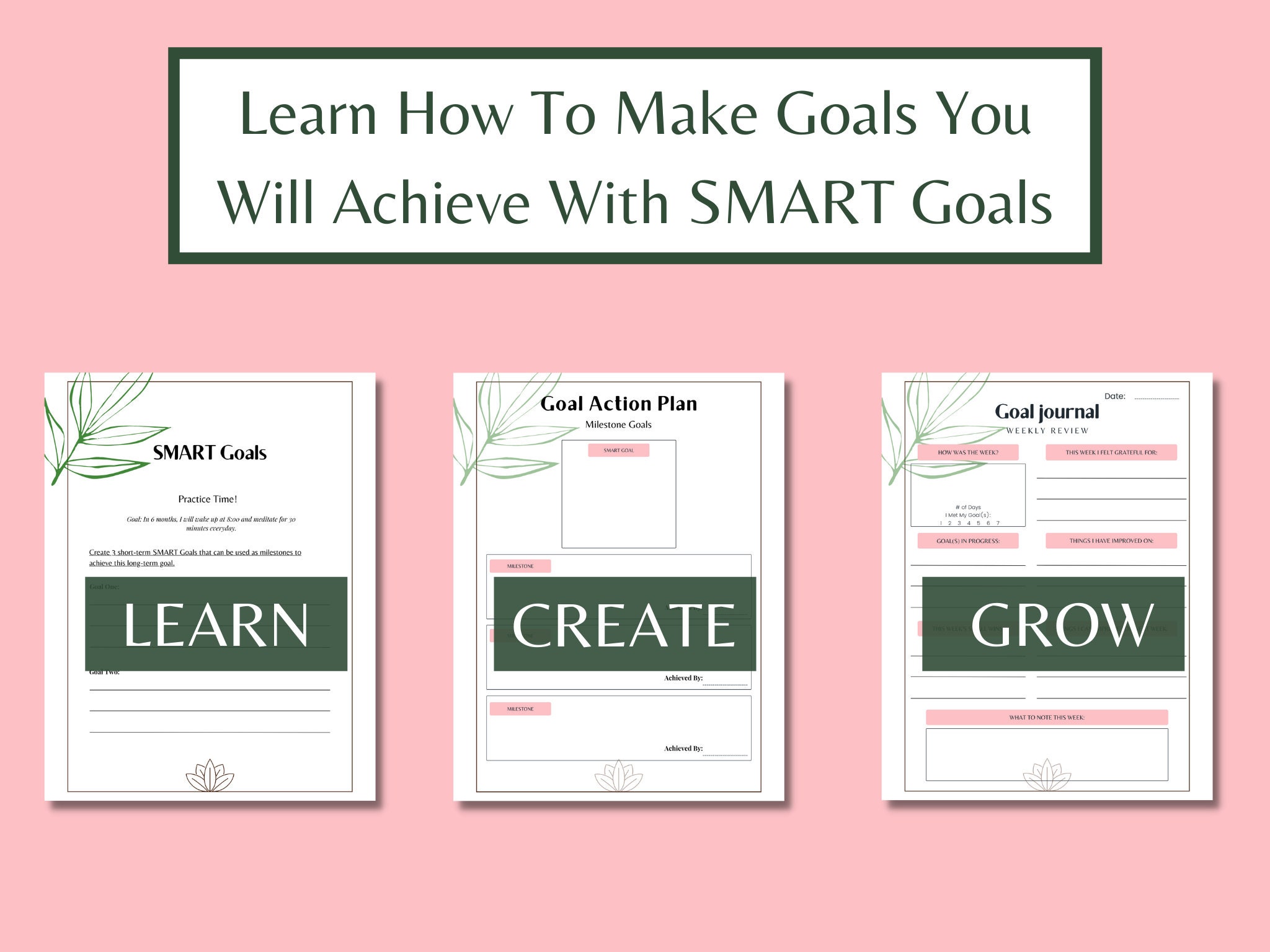 Goal Planning Guide | SMART Goal Guide | Undated Goal Planner | SMART ...