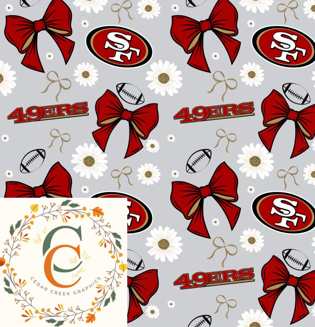 49ers Bow Seamless File Digital Download - Etsy