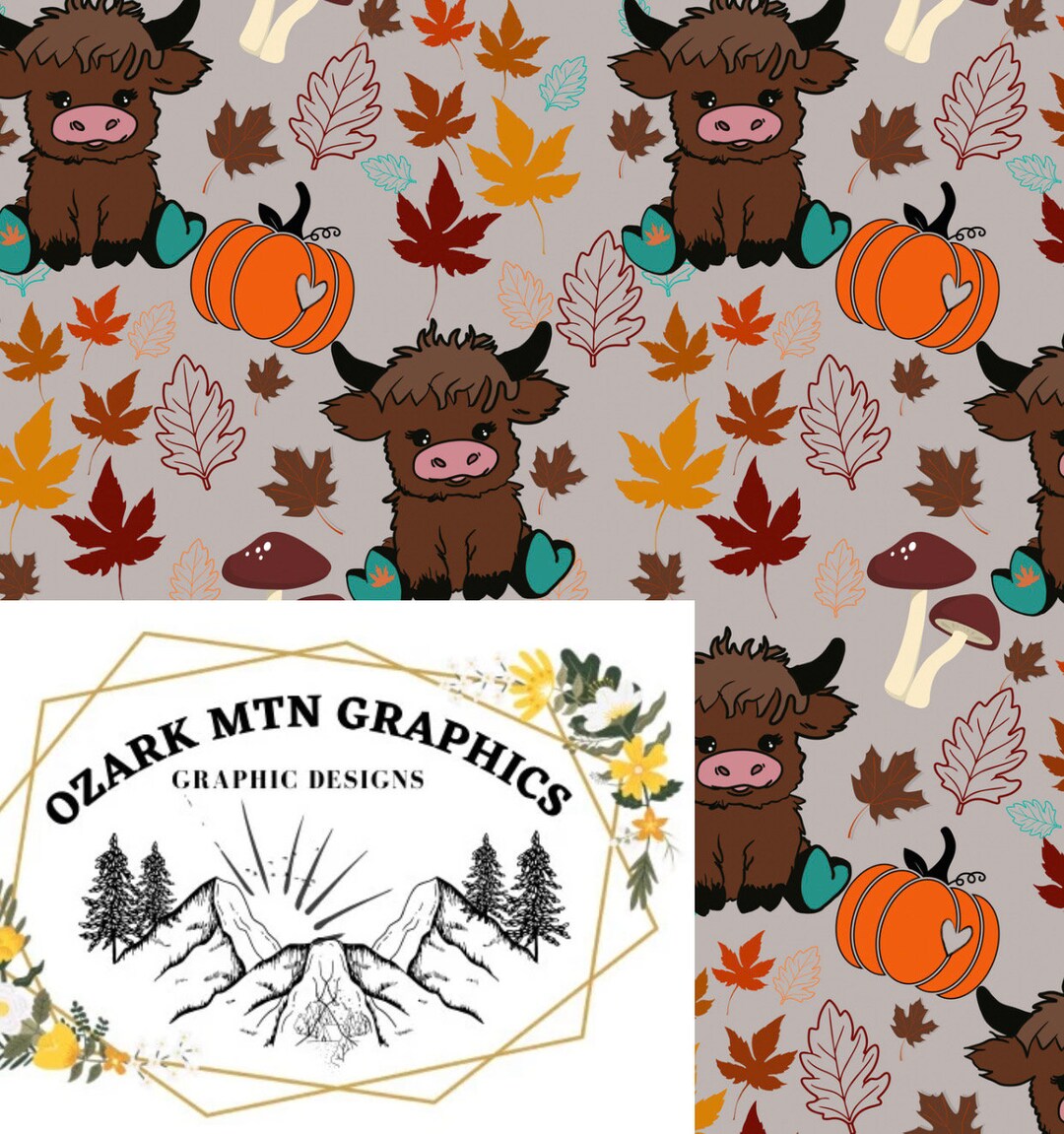 Highland Cow Fall Seamless File Digital Download - Etsy