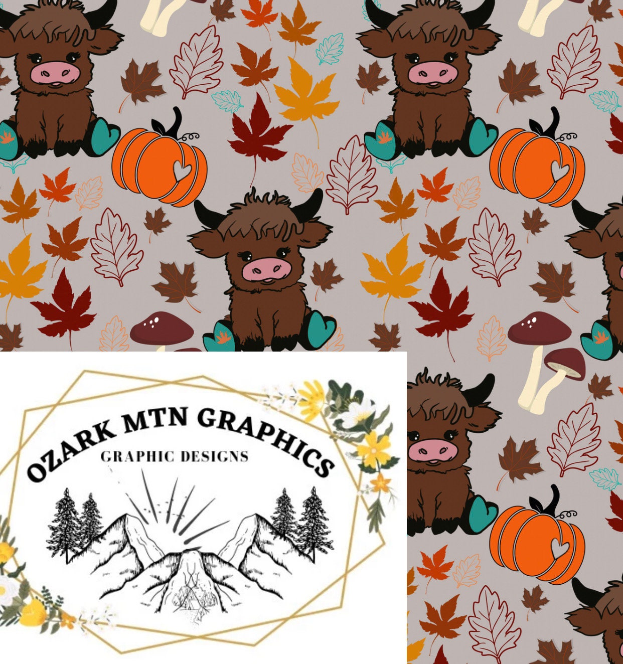 Highland Cow Fall Seamless File Digital Download - Etsy