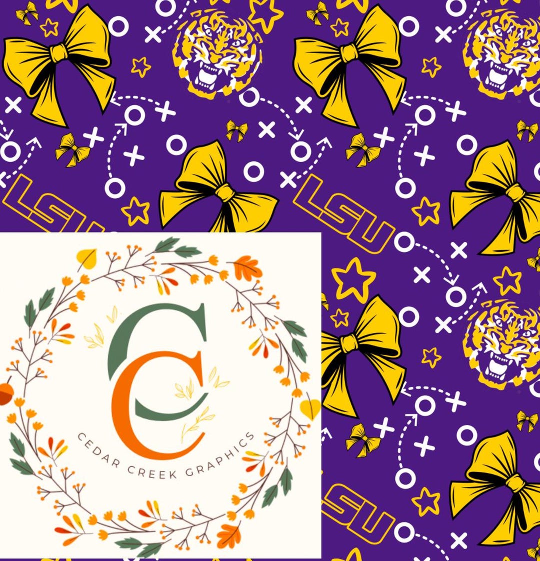 LSU Football Bow Seamless File Digital Download - Etsy