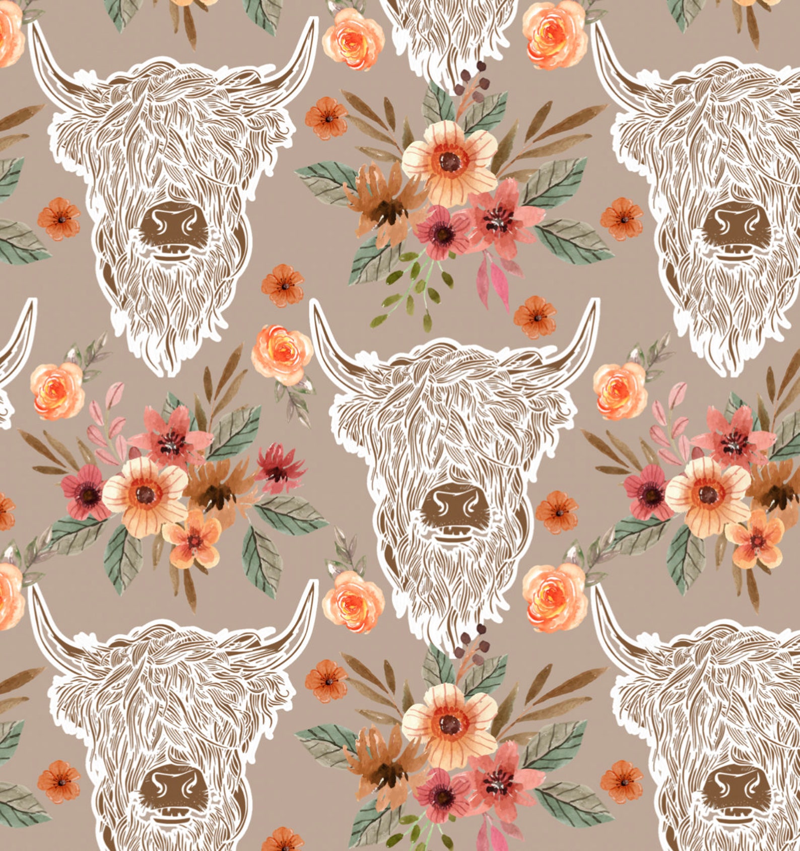 Highland Cow Seamless File - Etsy