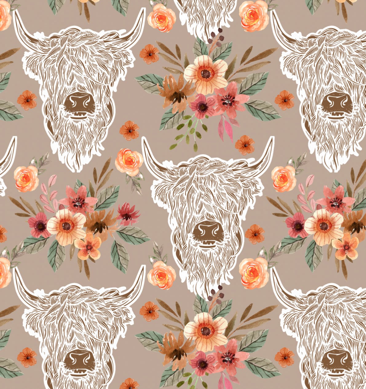 Highland Cow Seamless File - Etsy