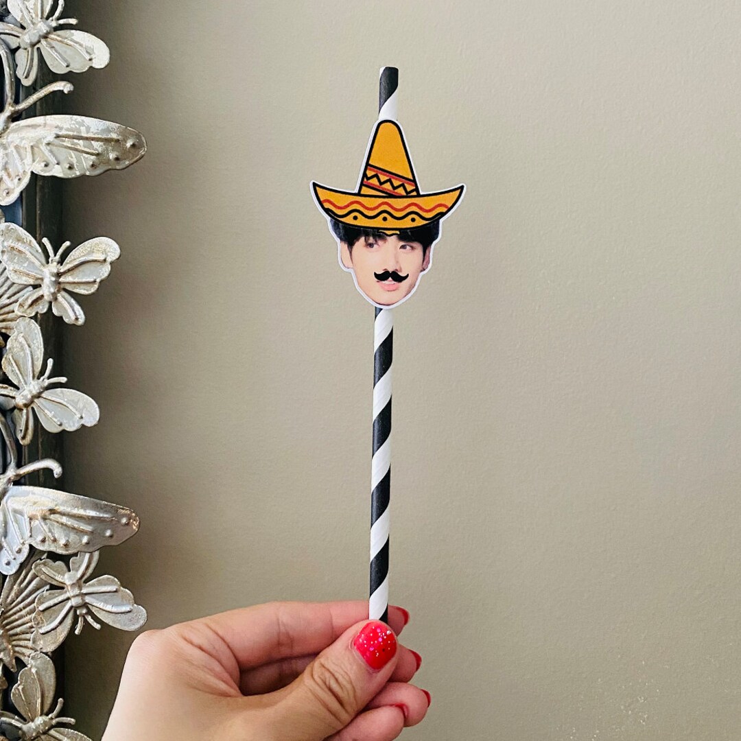 Personalized Custom Fiesta Hat Face Party Decor Straw - Etsy