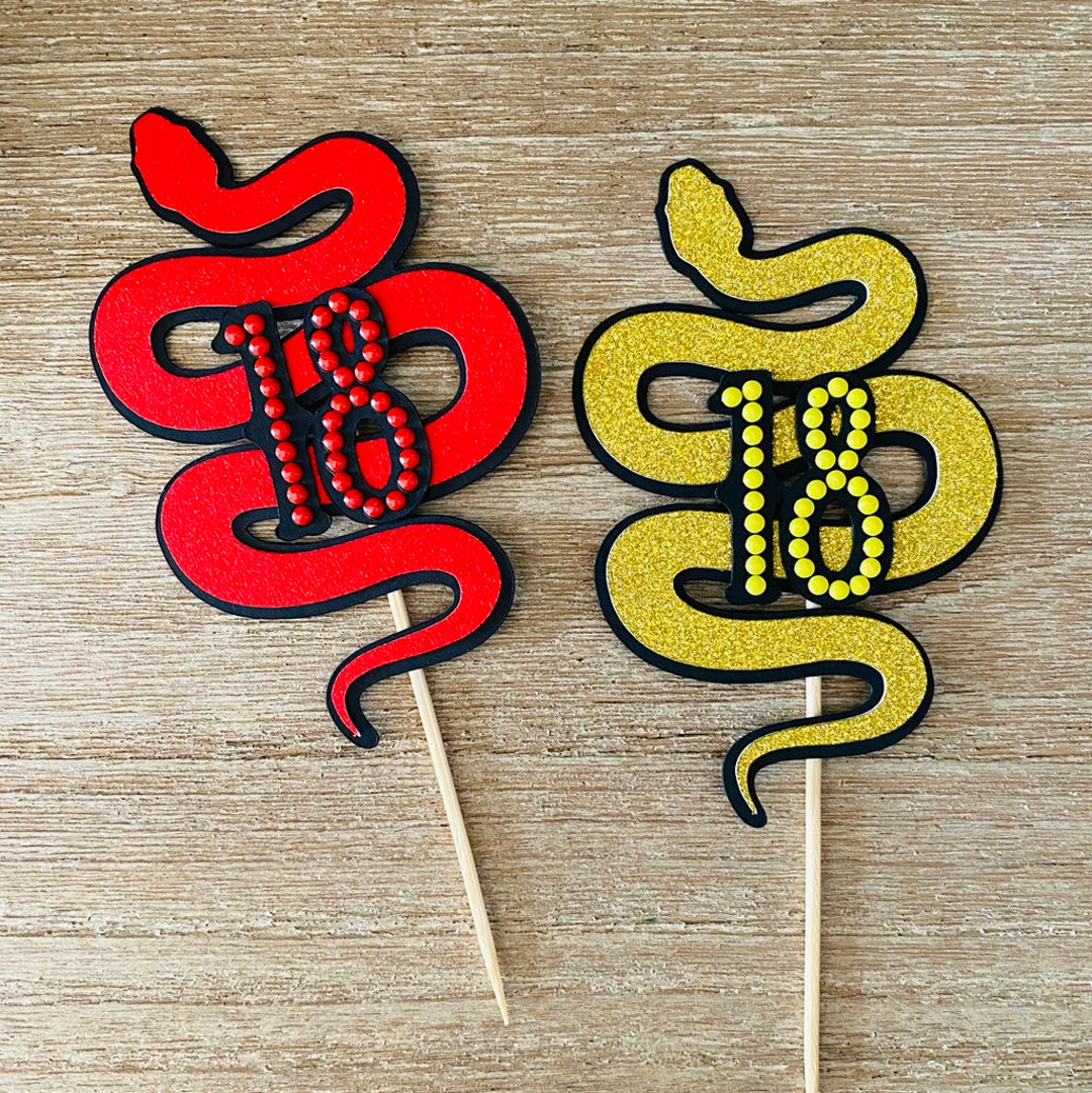 Snake Personalized Age Birthday Party Decor Cupcake Topper - Etsy