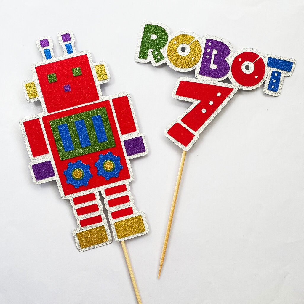 Personalized Custom Robot Cake Topper - Etsy
