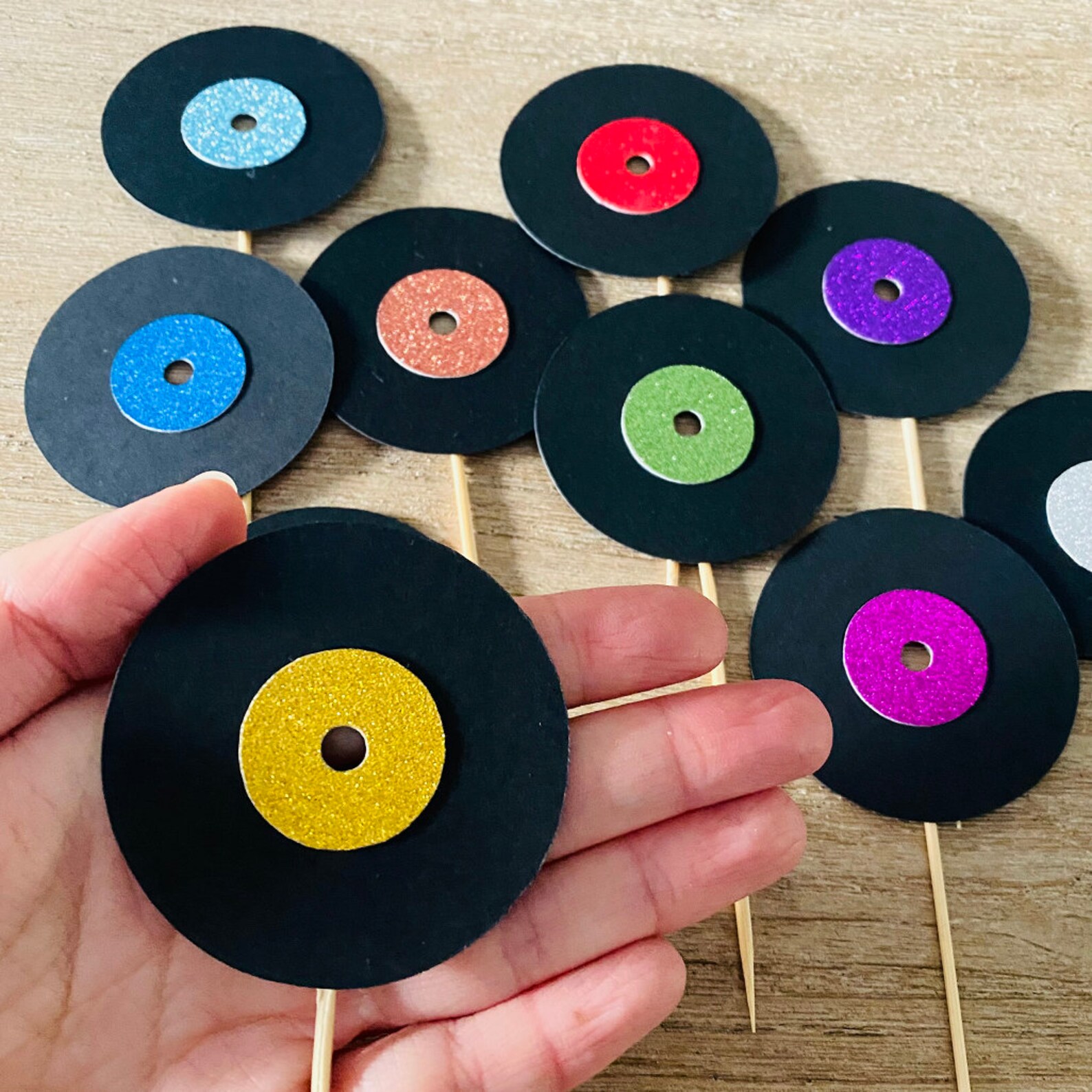 Retro Record Birthday Party Decor Cupcake Topper - Etsy