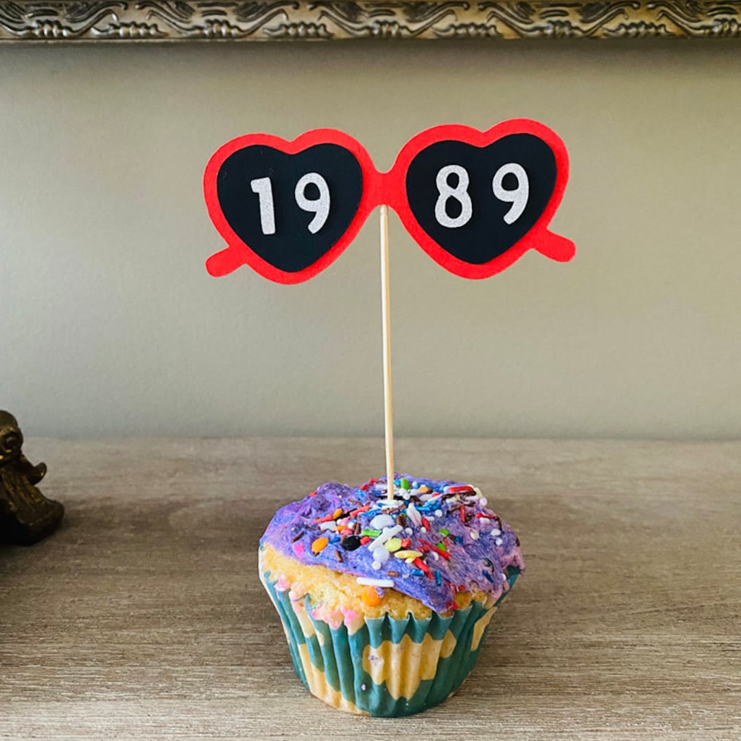 Personalized Born Year Sunglass Birthday Party Decor Cupcake Topper - Etsy