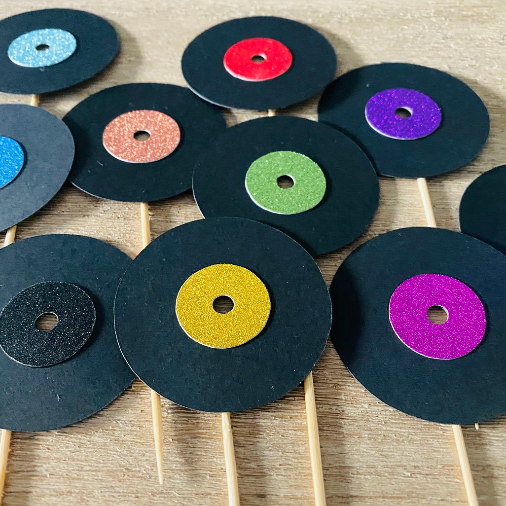 Retro Record Birthday Party Decor Cupcake Topper - Etsy