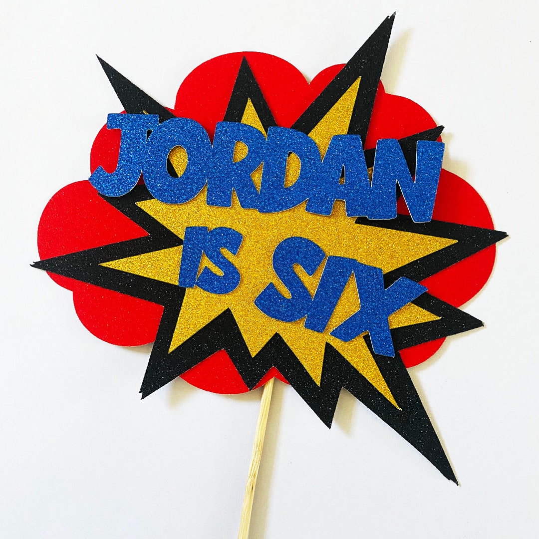 Personalized Custom Superhero Burst Birthday Party Cake Topper - Etsy ...