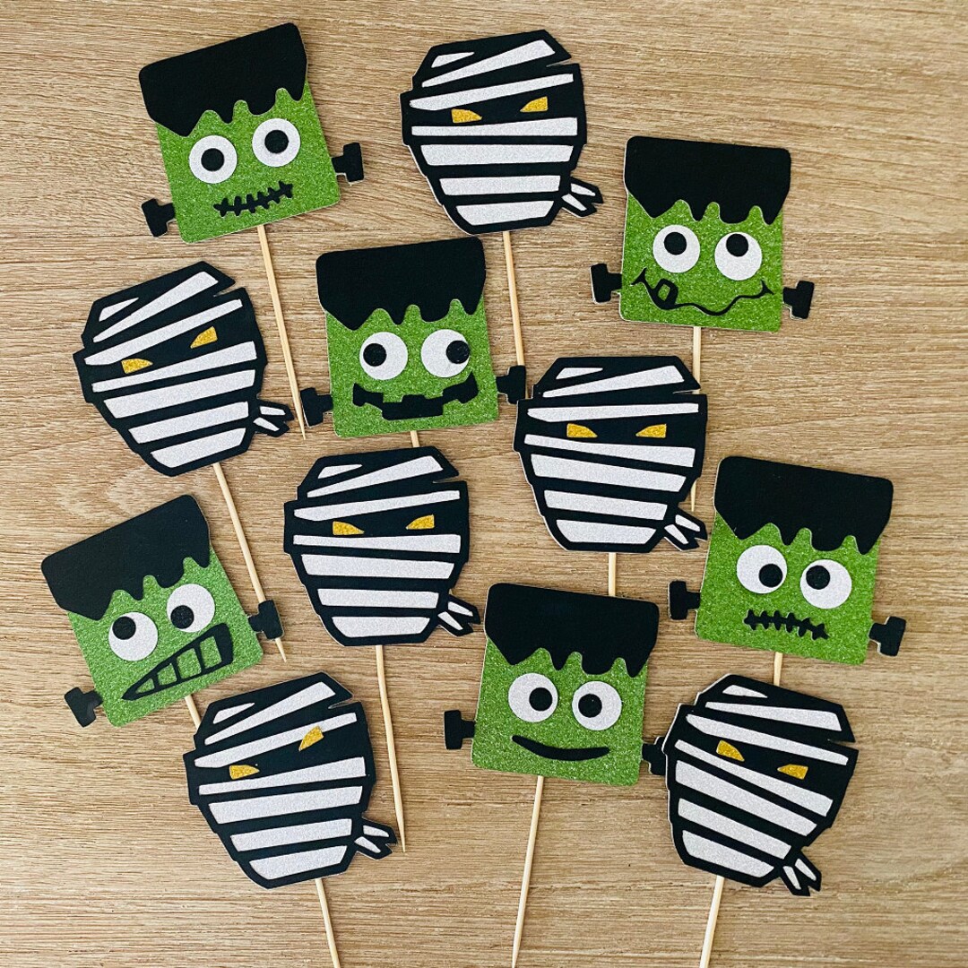 Frankenstein Mummy Halloween Birthday Party Decor Cupcake Topper - Etsy