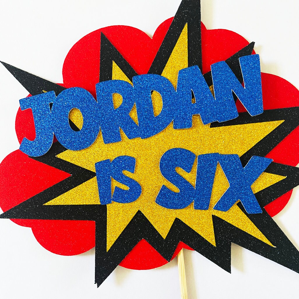 Personalized Custom Superhero Burst Birthday Party Cake Topper - Etsy ...