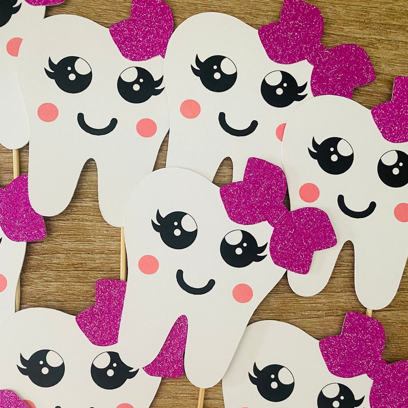 First Tooth Girl Party Decor Cupcake Topper - Etsy
