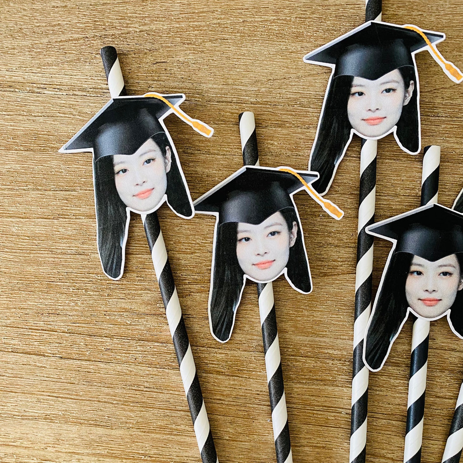 Personalized Custom Graduation Hat Face Party Decor Black Straw - Etsy