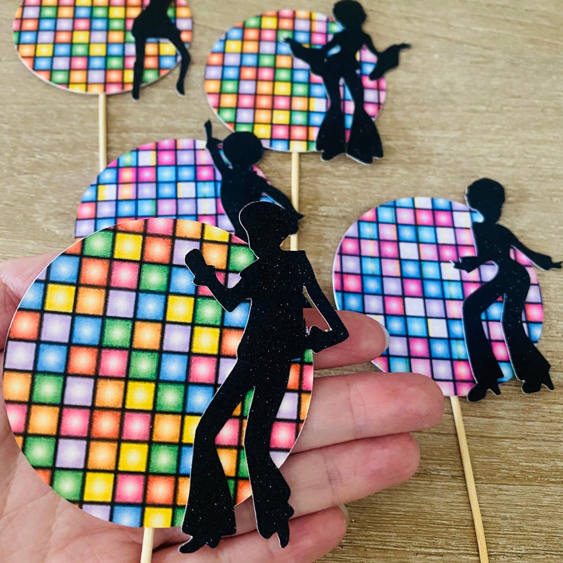 Retro Disco Birthday Party Decor Cupcake Topper - Etsy