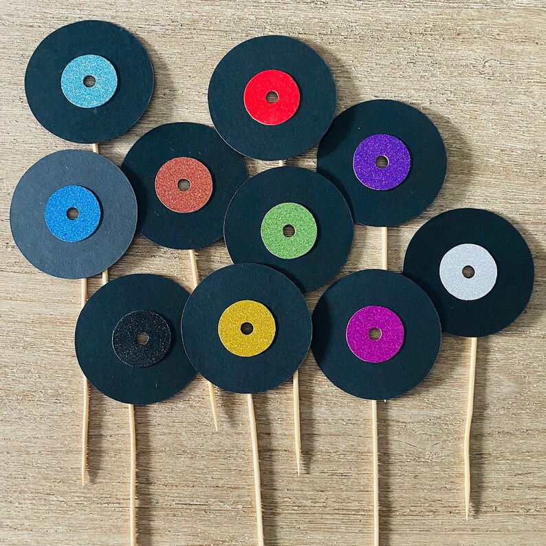 Retro Record Birthday Party Decor Cupcake Topper - Etsy
