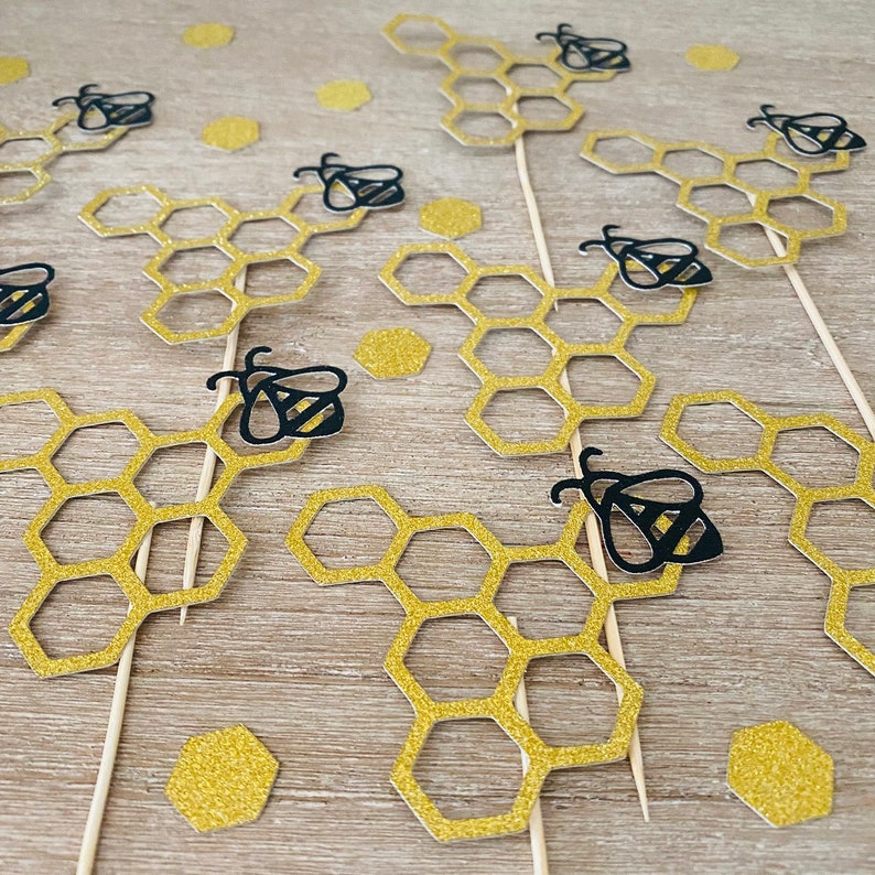 Honeycomb Birthday Decor Cupcake Topper - Etsy