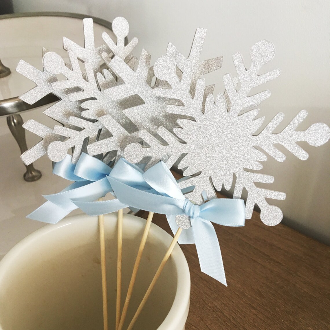 Frozen Snowflake Wand Centerpiece Party Decor Craft DIY - Etsy