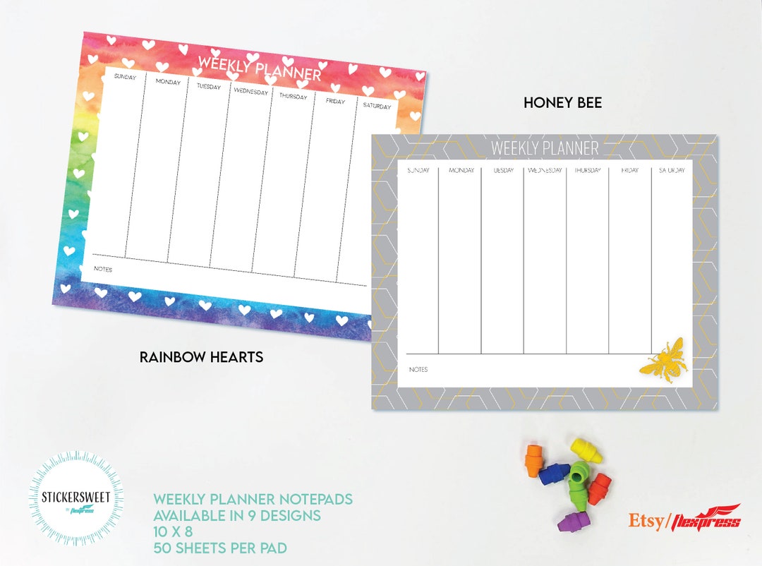 Weekly Todo Notepad Calendar Notepads 10 Whimsical Designs - Etsy