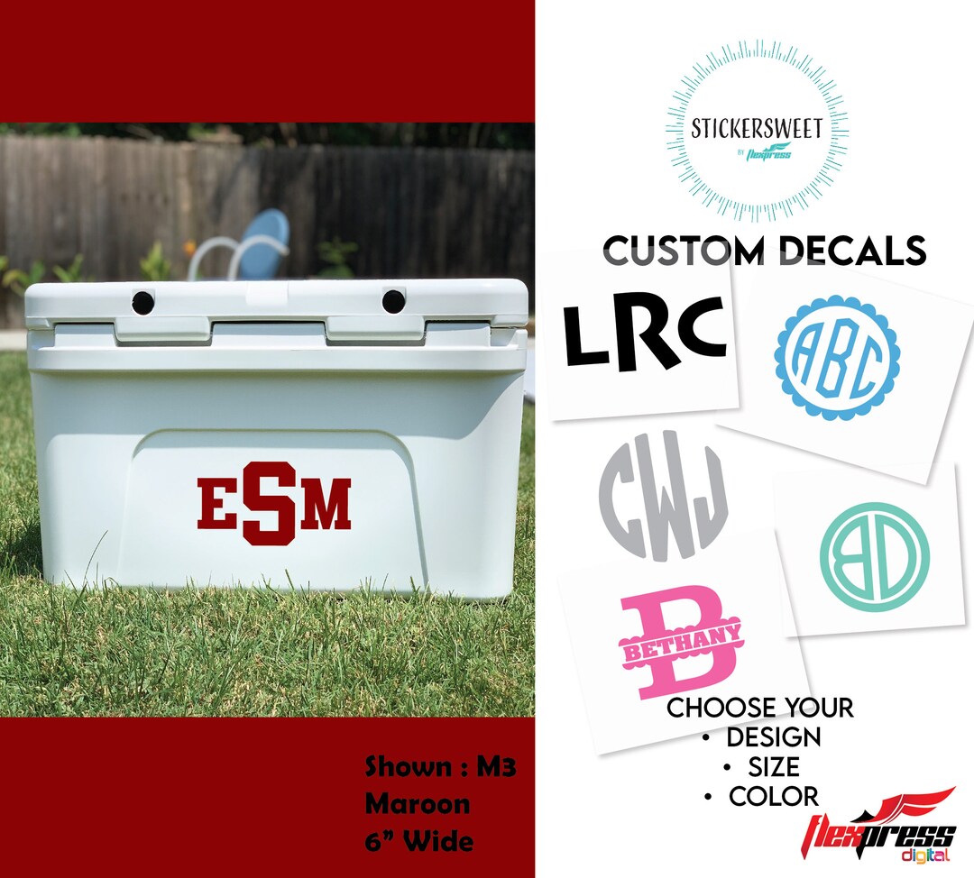 Monogram Decal for Cooler L Custom DIY Decals for Coolers - Etsy