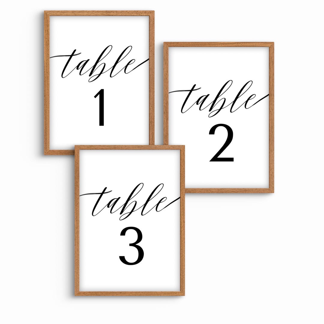 Elegant Wedding Table Number Signs 1-20 (digital Download) - Etsy