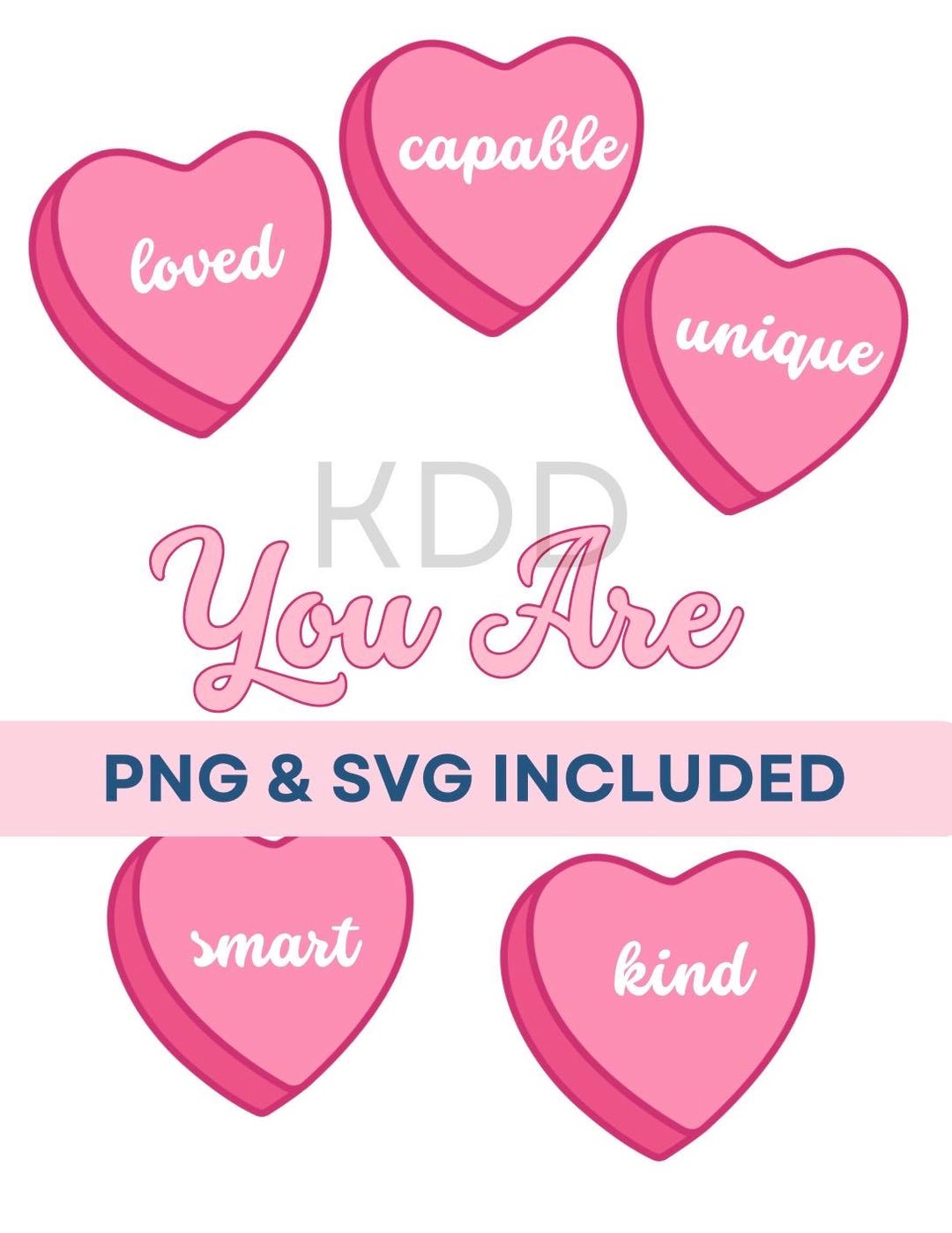 Candy Heart Valentines SVG Transfer, You Are Loved SVG, Candy Hearts ...
