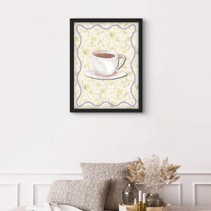 Vintage Wallpaper and Coffee Print, Coffee Digital Download, Coffee Art ...