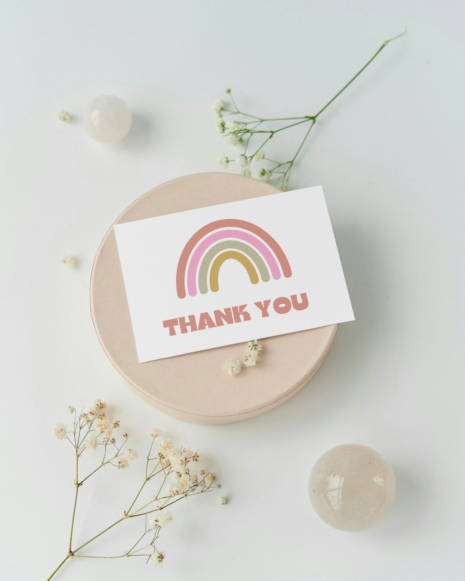 Boho Rainbow Thank You Card Set (digital Download) - Etsy