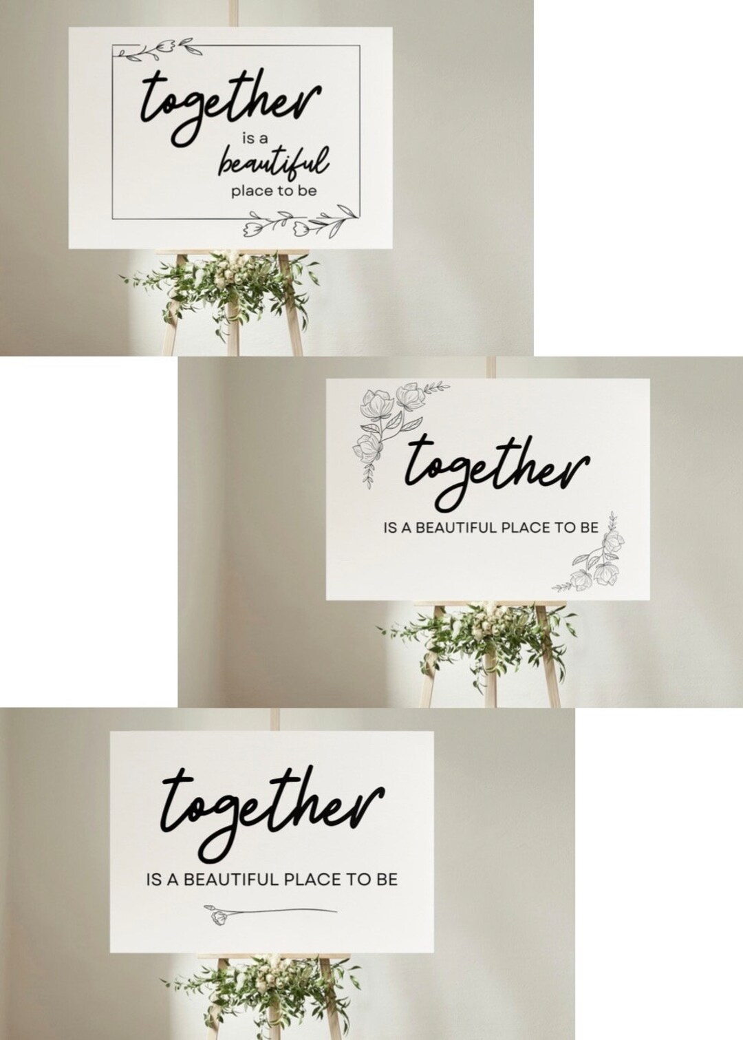 Together is a Beautiful Place to Be Signs, Neutral Wedding Prints ...