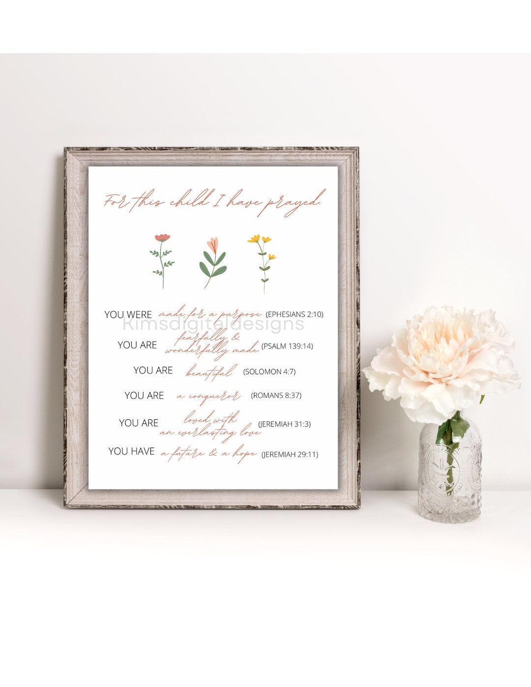 Baptism Sign, Bible Verse Sign for Child, Bible Verse, Floral Print ...