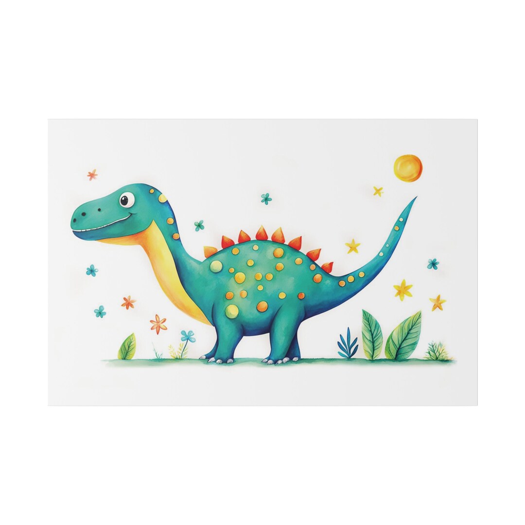 Large Nursery Dinosaur Wall Art, Dinosaur Stretch Canvas Print Decor ...