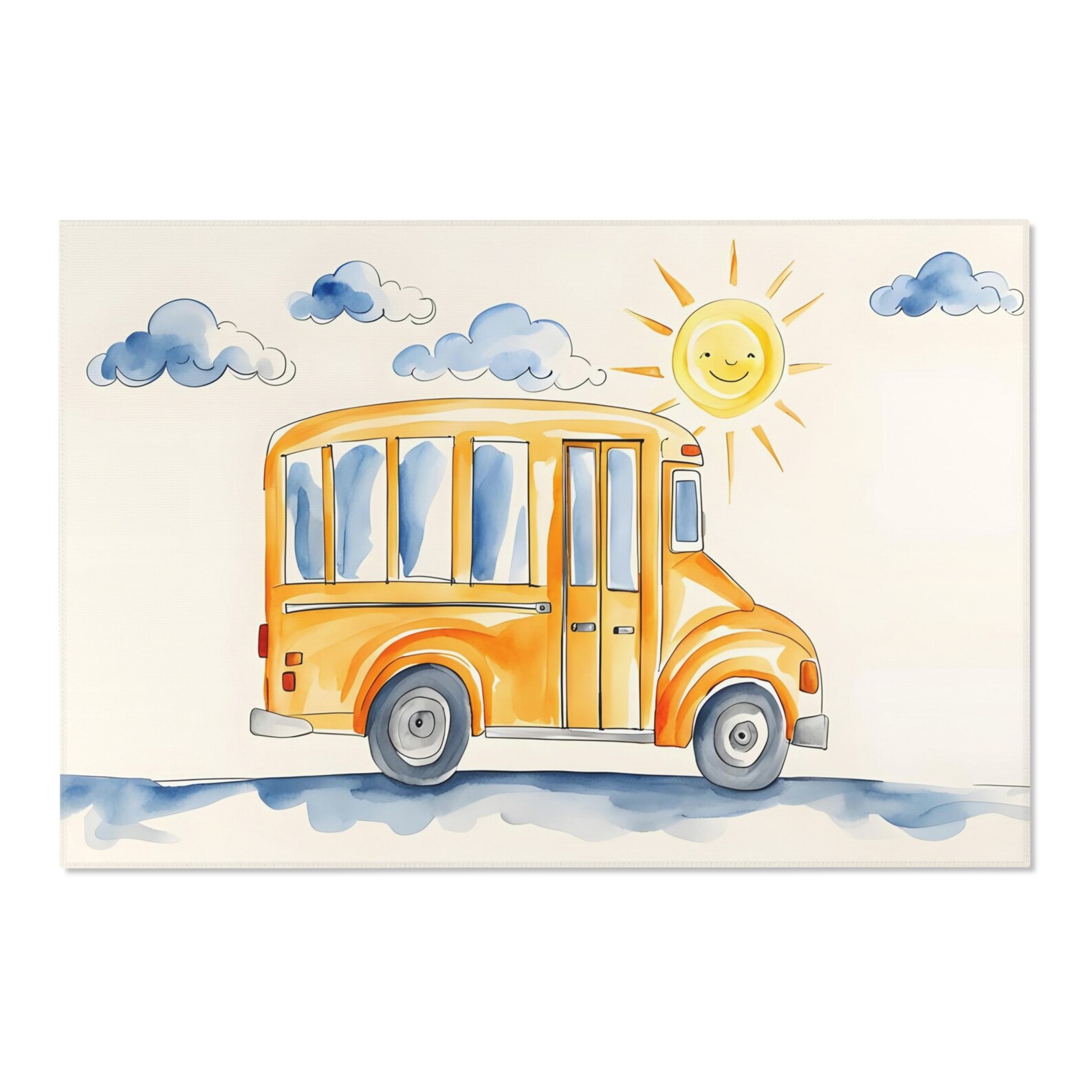 School Bus Rug | Girls Room Rug | Kids Area Rug | Activity Rug | Boys ...