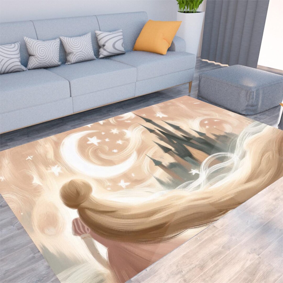 Rapunzel Castle Rug - Elegant Storybook Room Decor, Flowing Hair Design ...