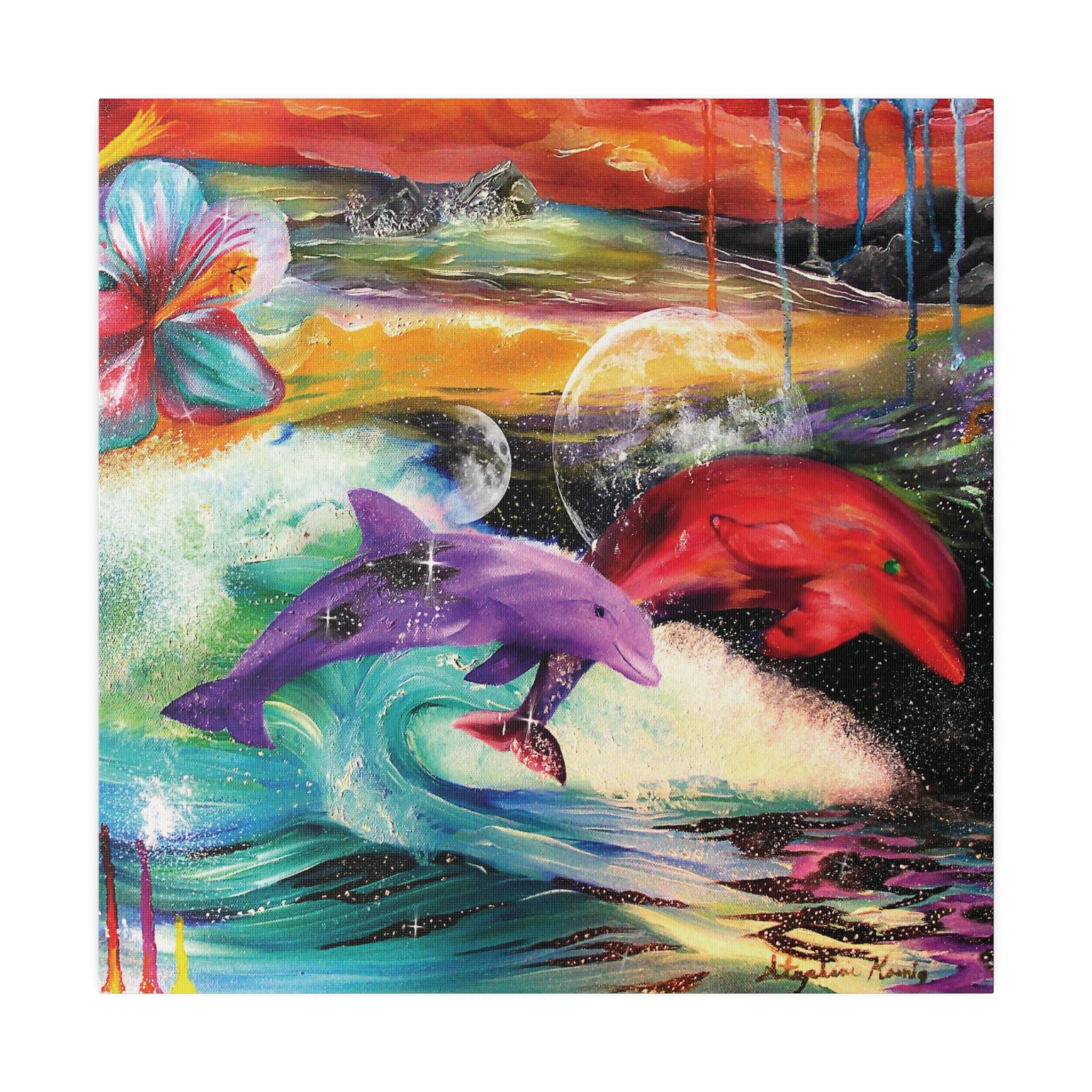 Original Dolphin Painting Art | Fantasy Dolphin Print Decor, Sea ...
